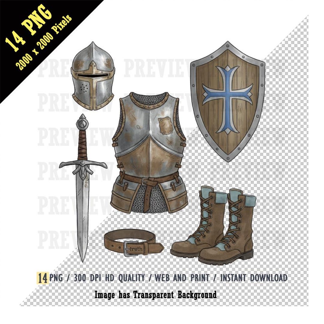 Armor of God Clip Art, [2 Suits of Armor], Full Armor of God Pngs ...
