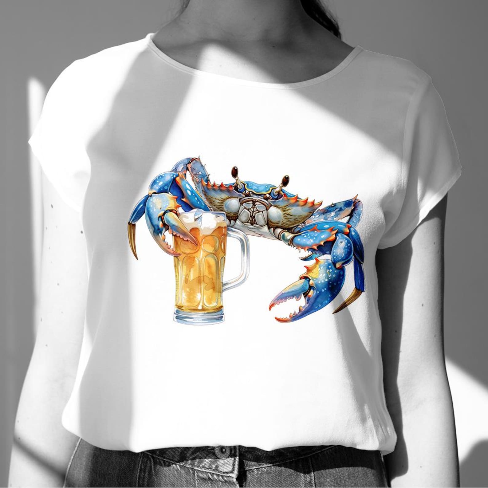 Watercolor Blue Crab Holding Beer Glass Clipart,blue Crab Drinking Beer ...