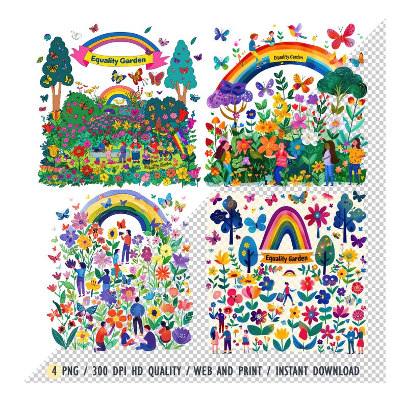 Equality Garden Clipart, Equality Garden With Flowers, Trees, and ...