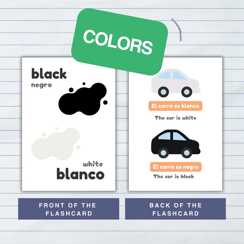 Spanish Colors Flashcards: Bilingual Language Learning (PDF Pattern) - Etsy