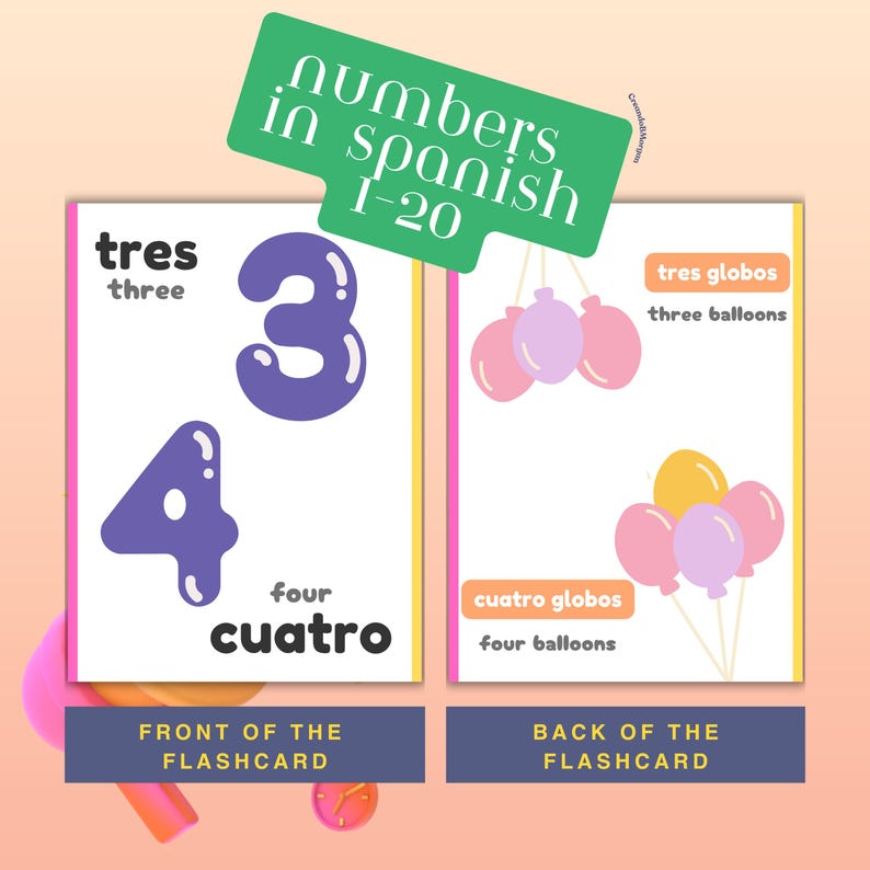 Bilingual Flashcards: Numbers From 1-20 Spanish to English (3.5" X 5 ...
