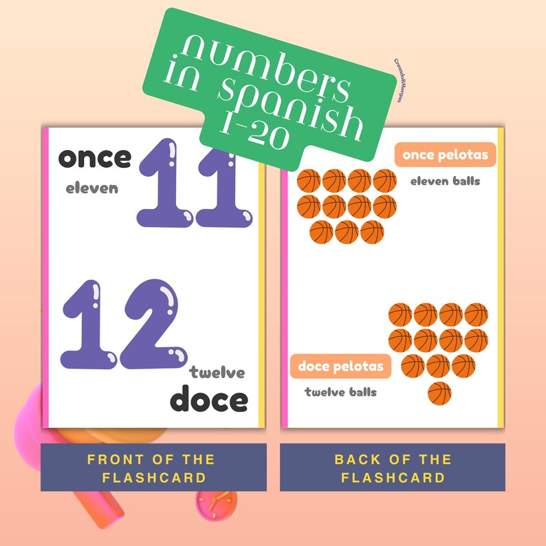 Bilingual Flashcards: Numbers From 1-20 Spanish to English (3.5" X 5 ...