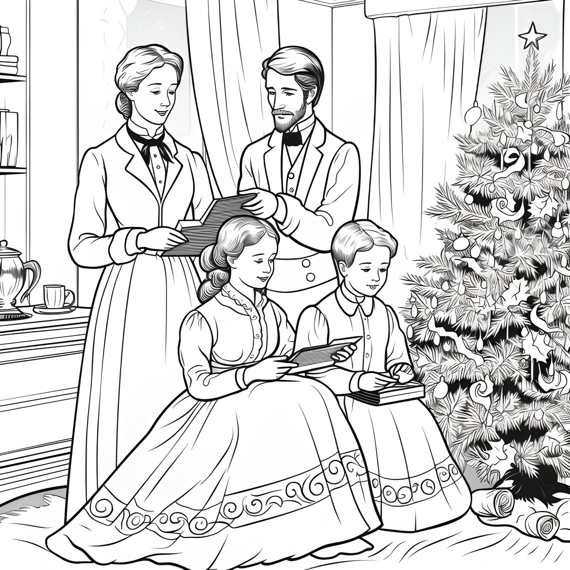 Victorian Christmas Printable Coloring Scenes - Set of 10 - Etsy