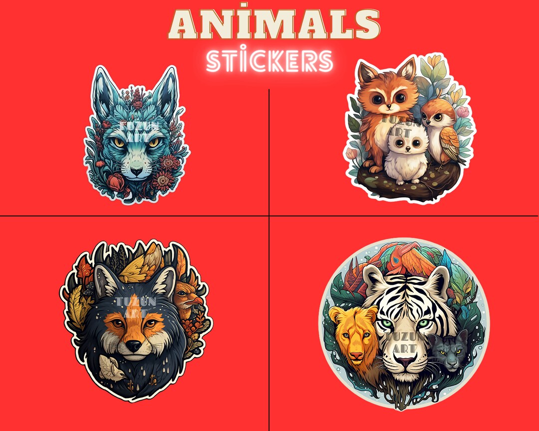 30 Animals Printable Stickers, 30 Sticker Pack Instant Download ...