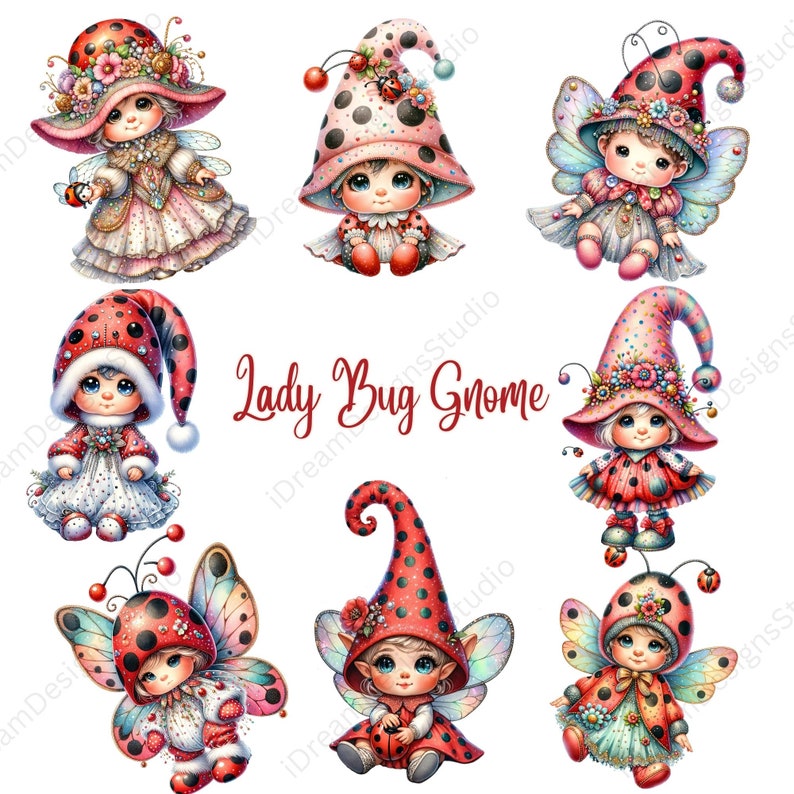 Ladybug Gnome Clipart Bundle, Miraculous Ladybug Gnome, 24 Ladybug ...