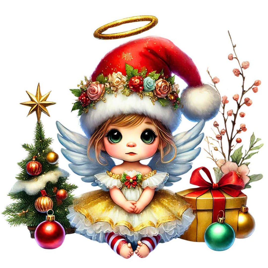 Christmas Angle Bundle Watercolor Clip Art, 28 Transparent PNG, Holiday ...
