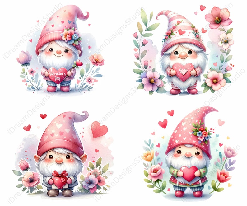 Cute Valentines Gnomes Clipart Bundle 20 High Quality - Etsy
