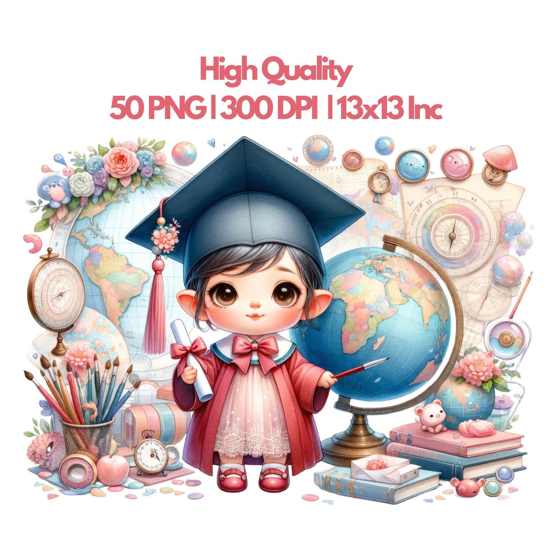 Graduating Students Clipart, Watercolor Graduate Clipart, Graduation ...