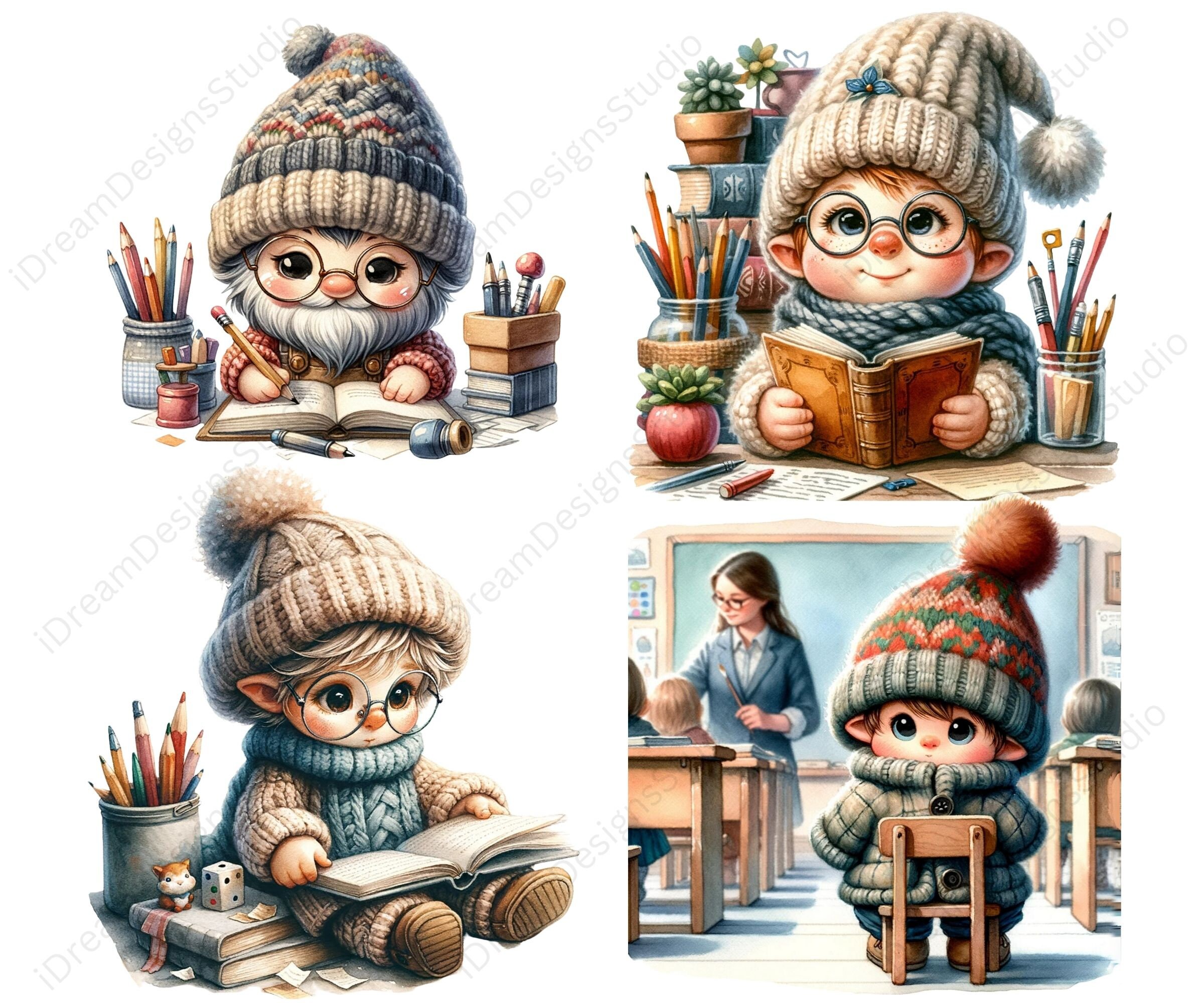 Back to School Gnomes Clipart Bundle 25 High Quality Transparent ...