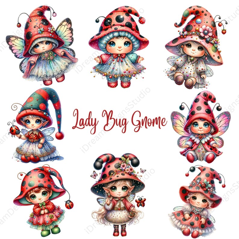 Ladybug Gnome Clipart Bundle, Miraculous Ladybug Gnome, 24 Ladybug ...