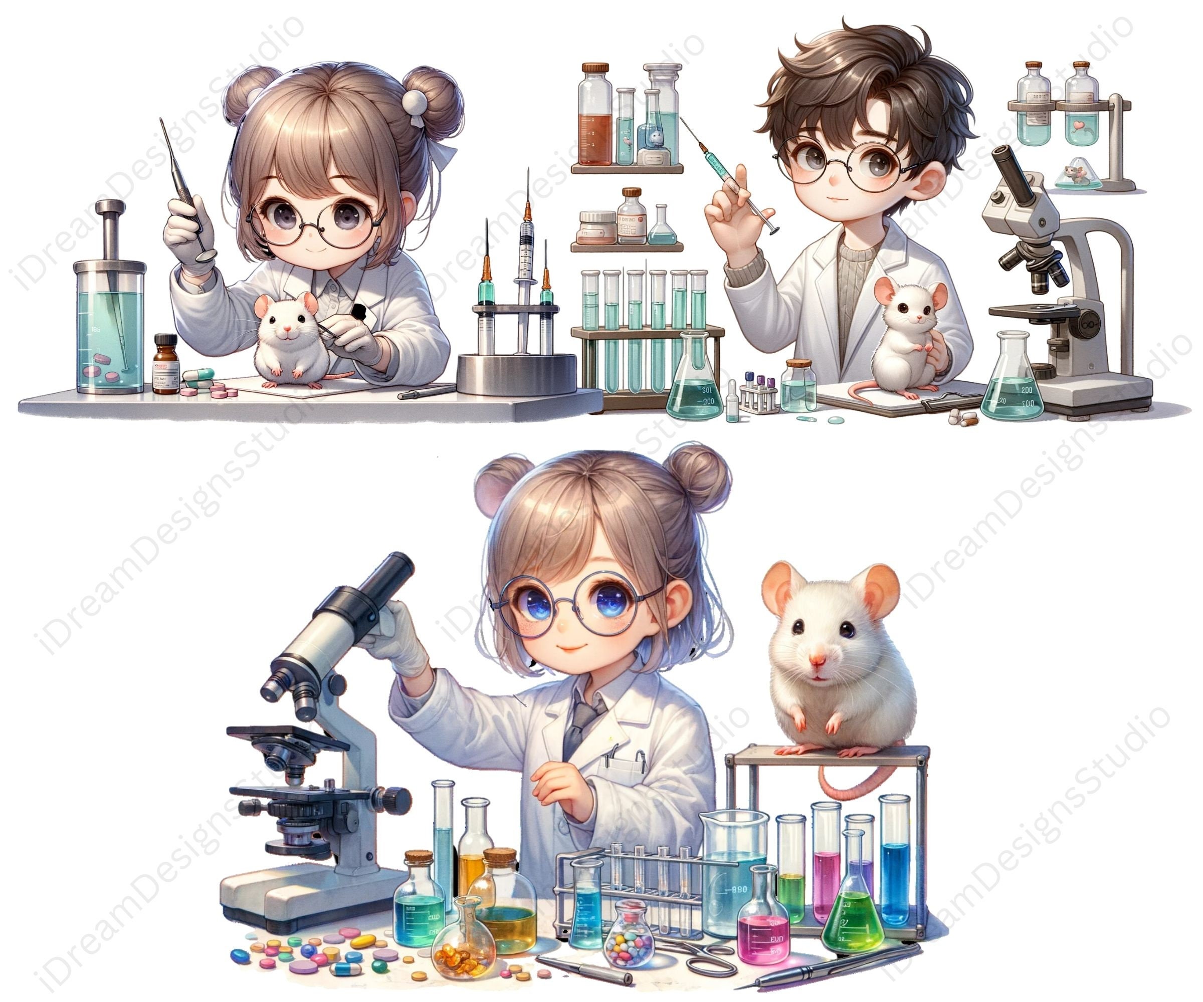 Cute Scientists & Experiments Clipart Bundle 23 High Quality ...