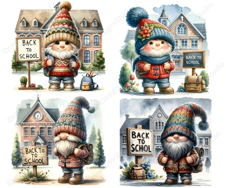Back to School Gnomes Clipart Bundle | 25 High Quality Transparent ...
