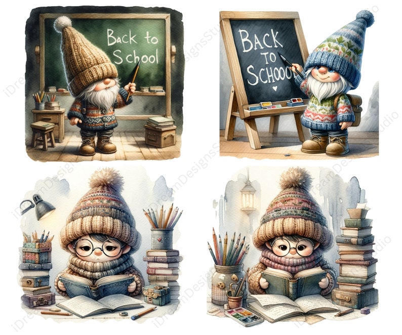 Back to School Gnomes Clipart Bundle 25 High Quality Transparent ...