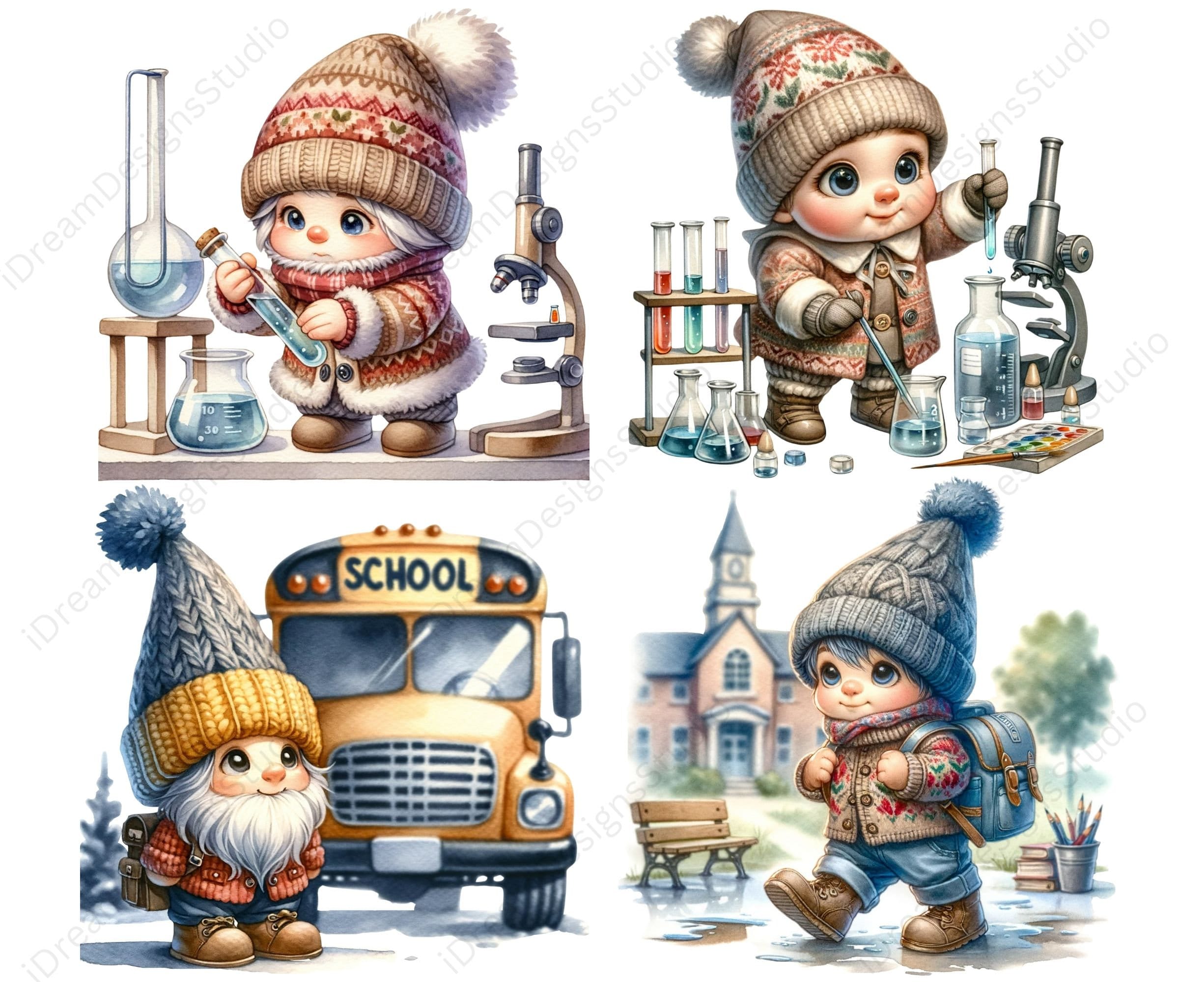 Back to School Gnomes Clipart Bundle | 25 High Quality Transparent ...