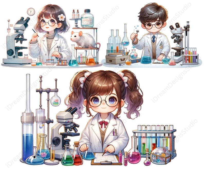 Cute Scientists & Experiments Clipart Bundle | 23 High Quality ...