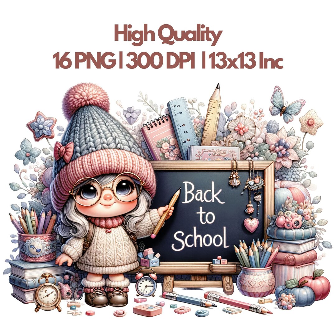 Back to School Baby Girl Clipart Bundle | 16 High Quality Transparent ...