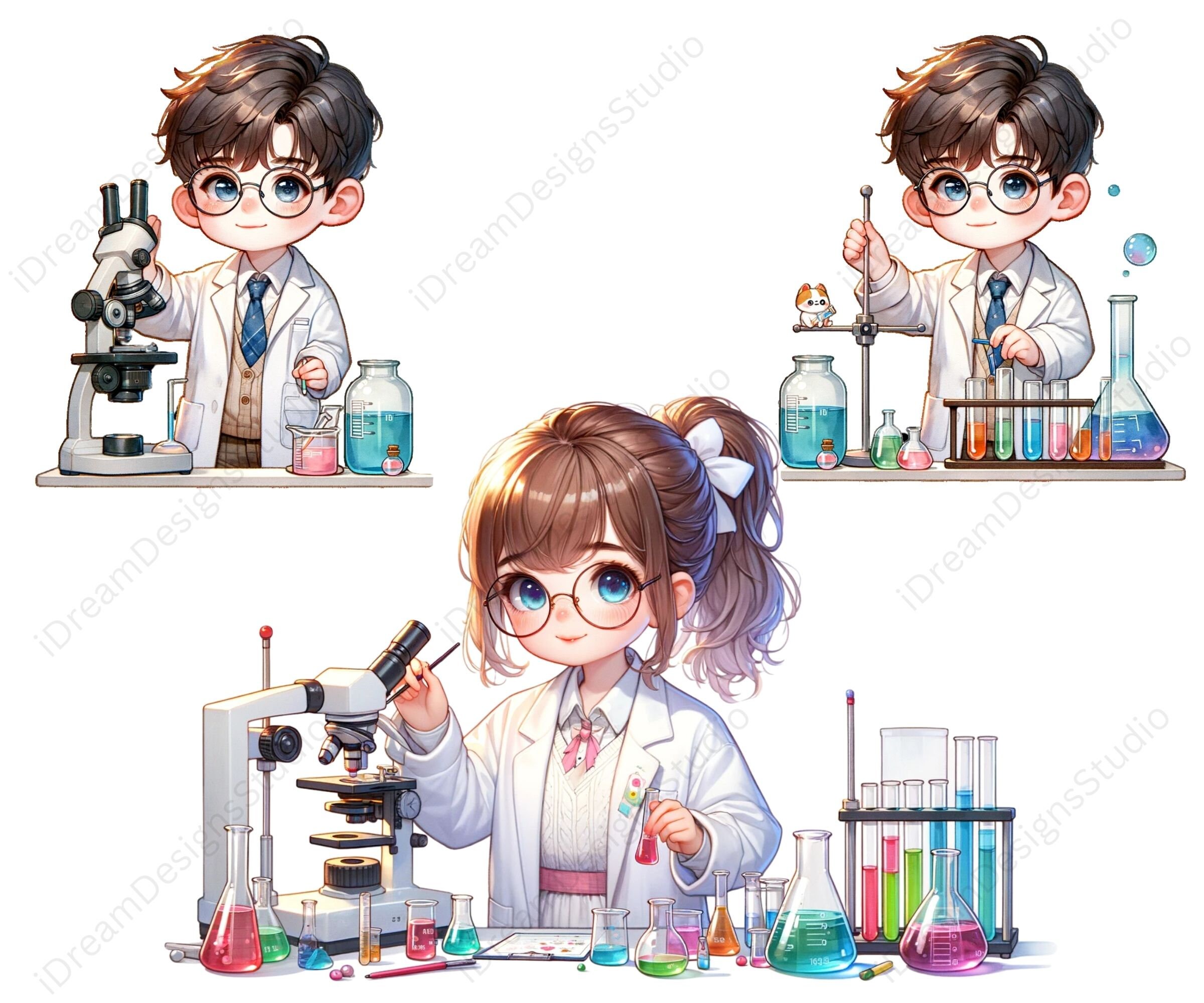 Cute Scientists & Experiments Clipart Bundle | 23 High Quality ...