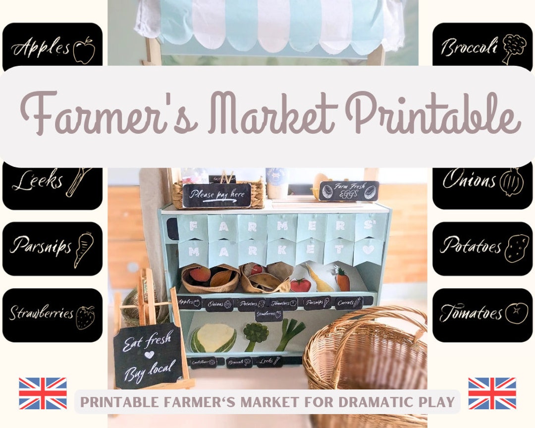Farmer's Market Printable for Dramatic Play, Pretend Food PDF ...