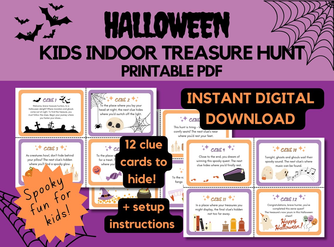 Halloween Indoor Treasure Hunt for Kids Instant Download - Etsy
