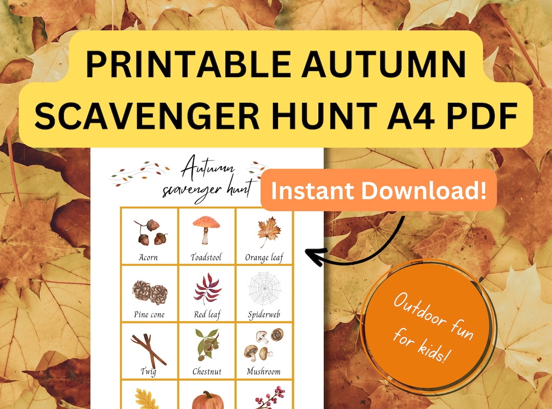 Autumn Scavenger Hunt for Kids Printable A4 PDF Instant - Etsy UK