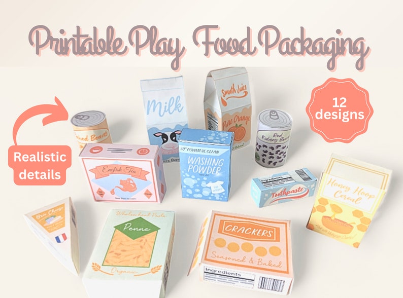 Dramatic Play Supermarket Packaging for Children's Pretend Shop or Role ...