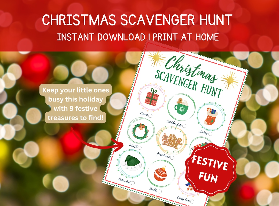 Christmas Scavenger Hunt Printable for Xmas Eve Festive Family Fun ...