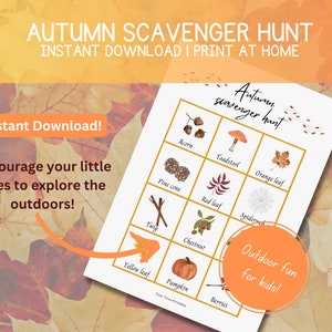 Autumn Scavenger Hunt for Kids, Printable A4 PDF Instant Download ...