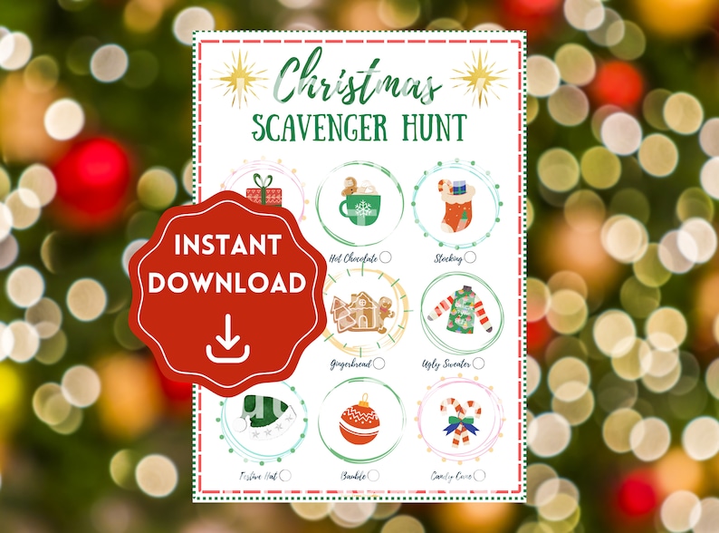 Christmas Scavenger Hunt Printable for Xmas Eve Festive Family Fun ...