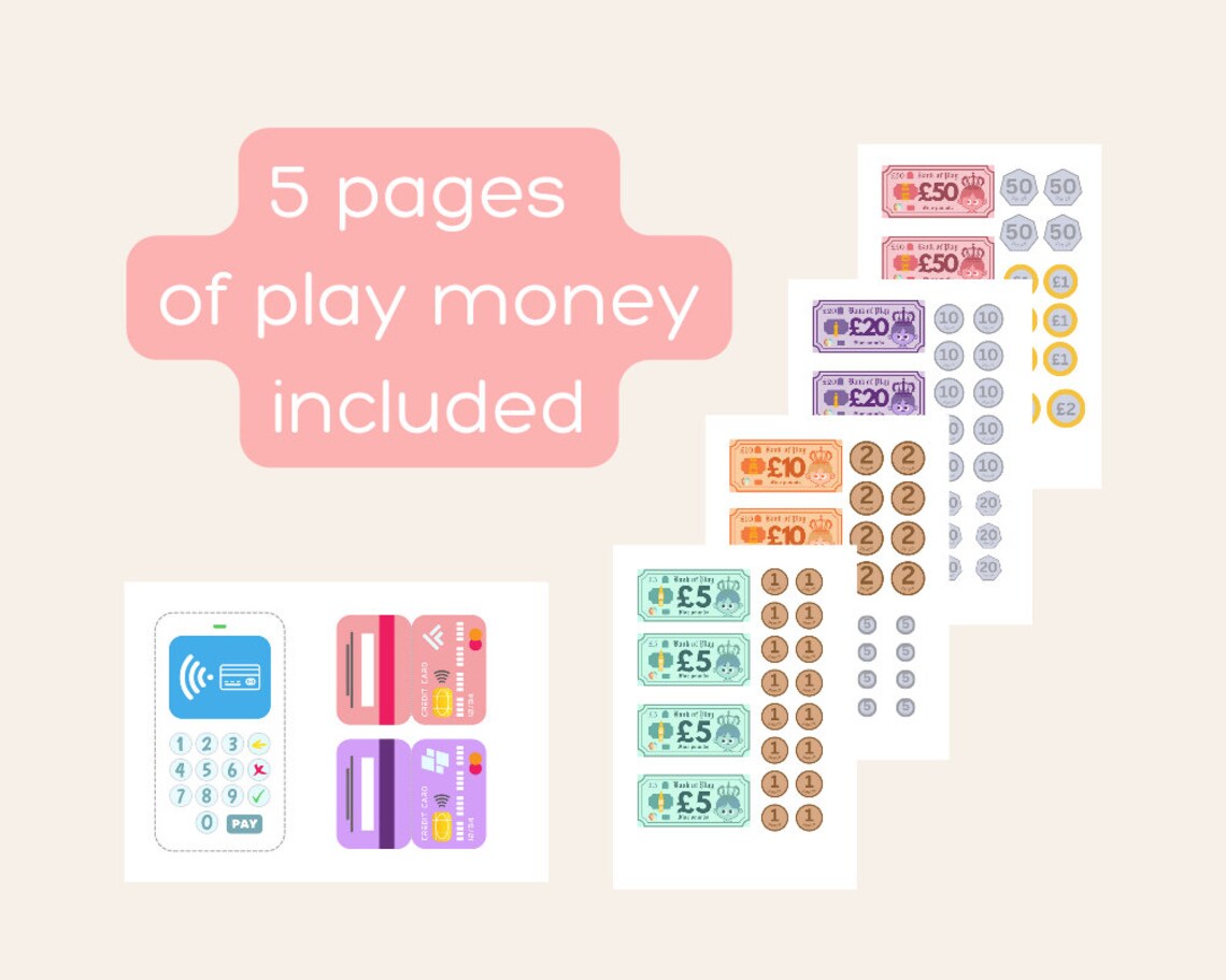 Play Money Printable for Dramatic Pretend Play, Currency for Kids ...