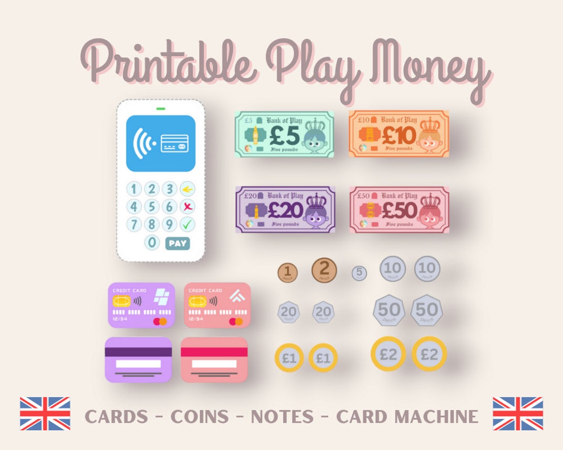 Play Money Printable for Dramatic Pretend Play, Currency for Kids ...