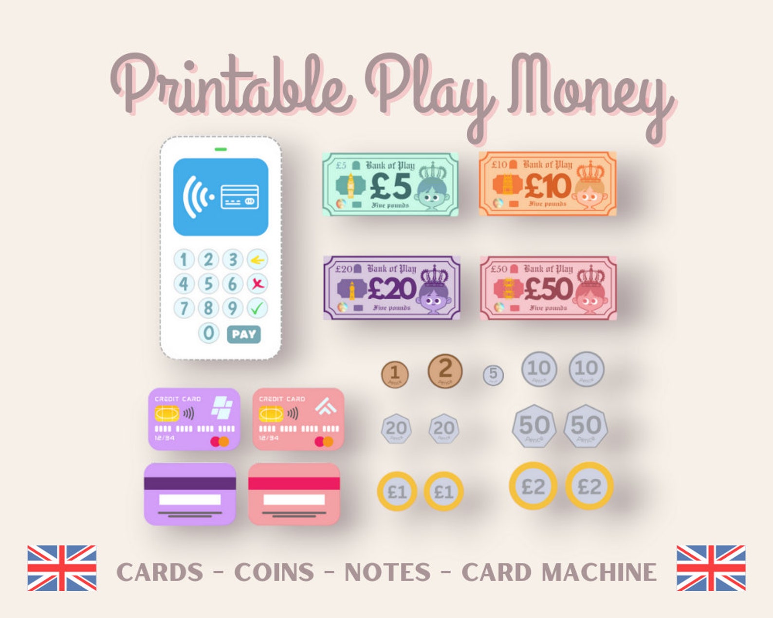 Play Money Printable for Dramatic Pretend Play, Currency for Kids ...