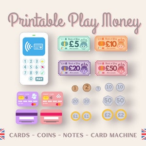 Play Money Printable for Dramatic Pretend Play, Currency for Kids ...