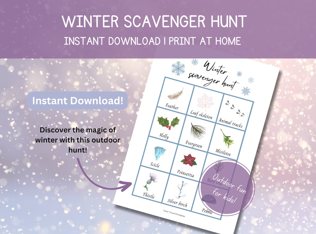 Winter Scavenger Hunt for Kids, Outdoor Learning for Winter Woodland ...