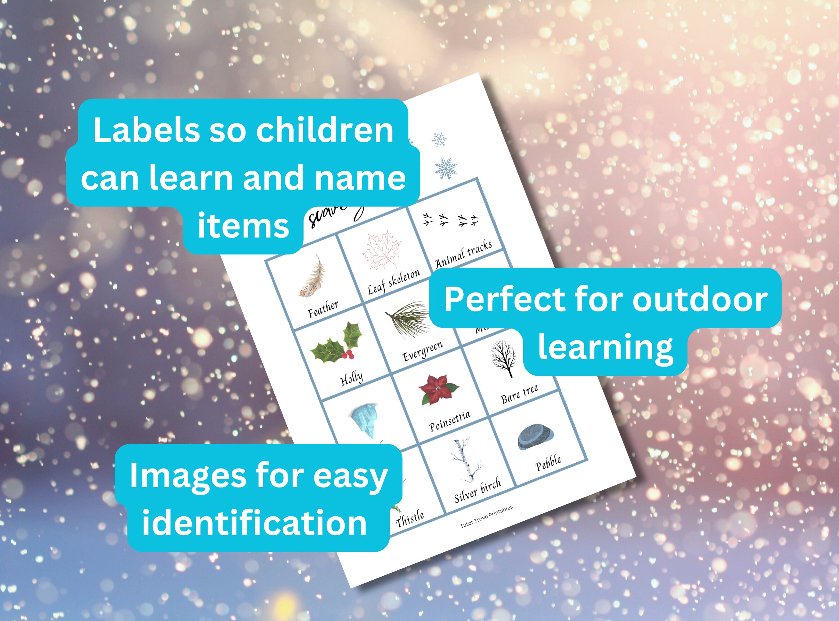 Winter Scavenger Hunt for Kids, Outdoor Learning for Winter Woodland ...