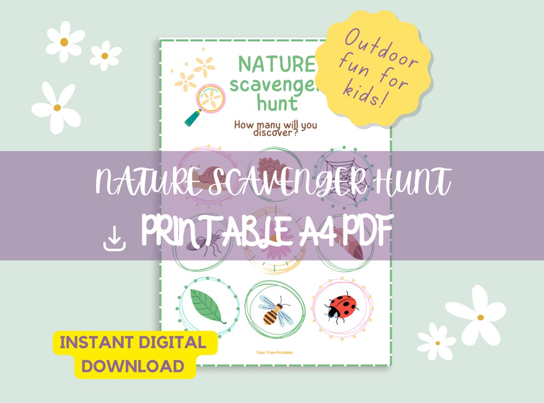 Nature Scavenger Hunt PRINTABLE Outdoor Treasure Hunt for - Etsy