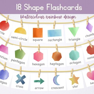 2D Shape Flashcards for Kids Educational Printable PDF - Etsy