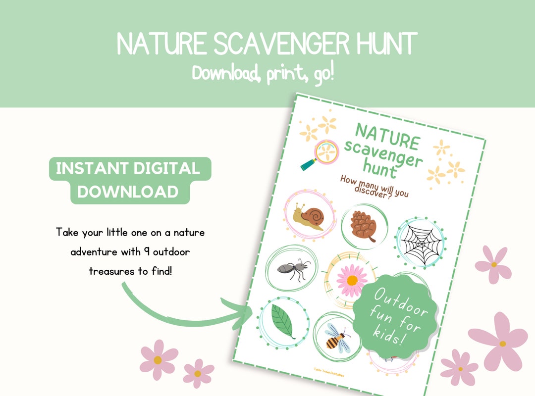 Nature Scavenger Hunt PRINTABLE, Outdoor Treasure Hunt for Kids ...