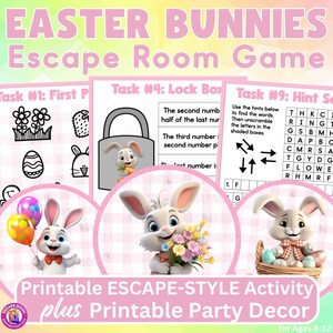 Easter Bunnies Themed Printable Escape Room Game for Ages 8-12 With ...