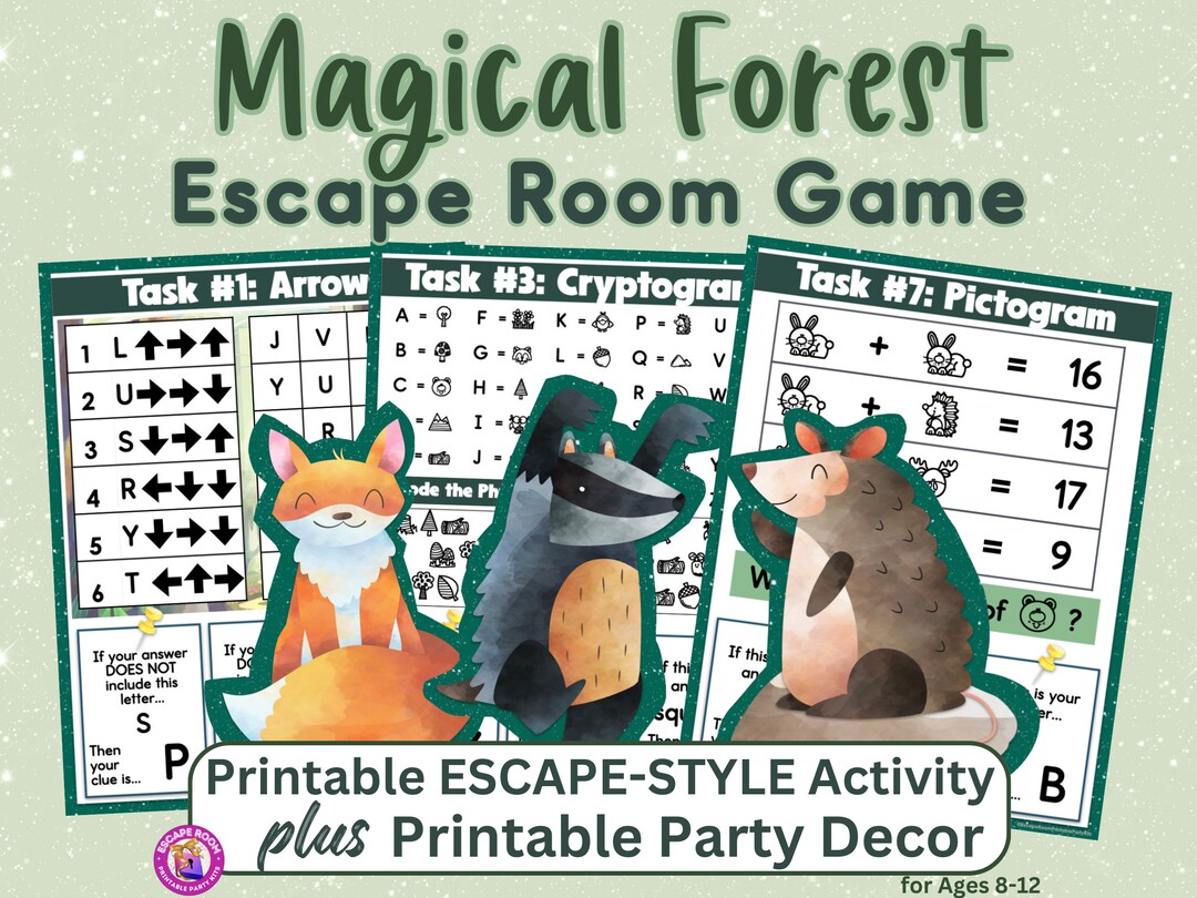 Magical Forest Escape Room Game: Printable Party Decor, 9 Task Puzzles ...