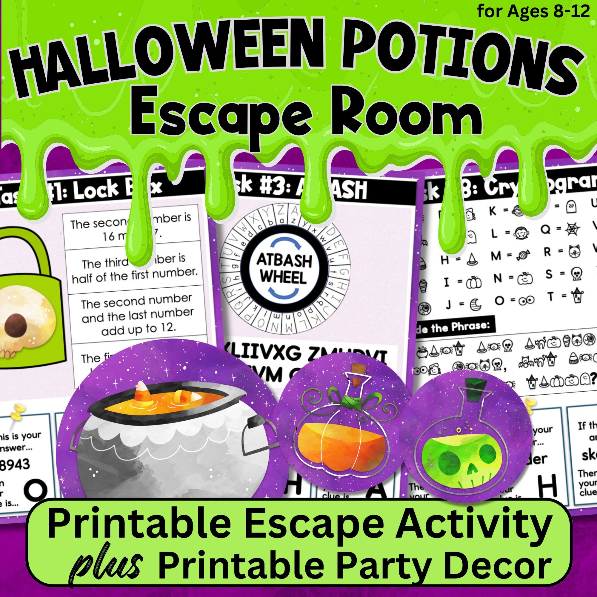 Halloween Potions Printable Escape Room for Kids Ages 8-12 Plus Party ...