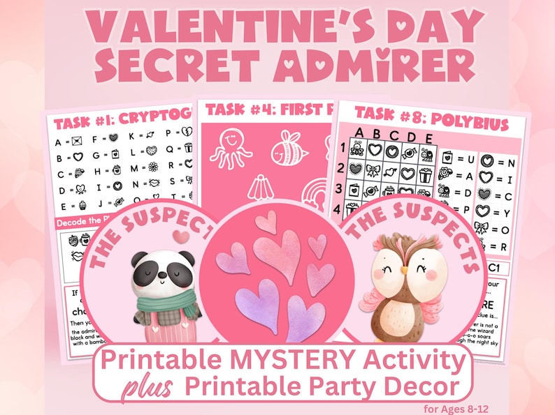 Valentine's Day Secret Admirer Mystery Game: Printable Party Kit (ages ...