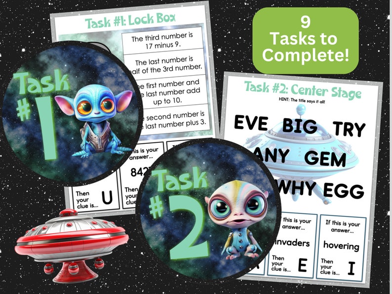 Aliens Printable Escape Style Activity Game for Ages 8-12 With ...