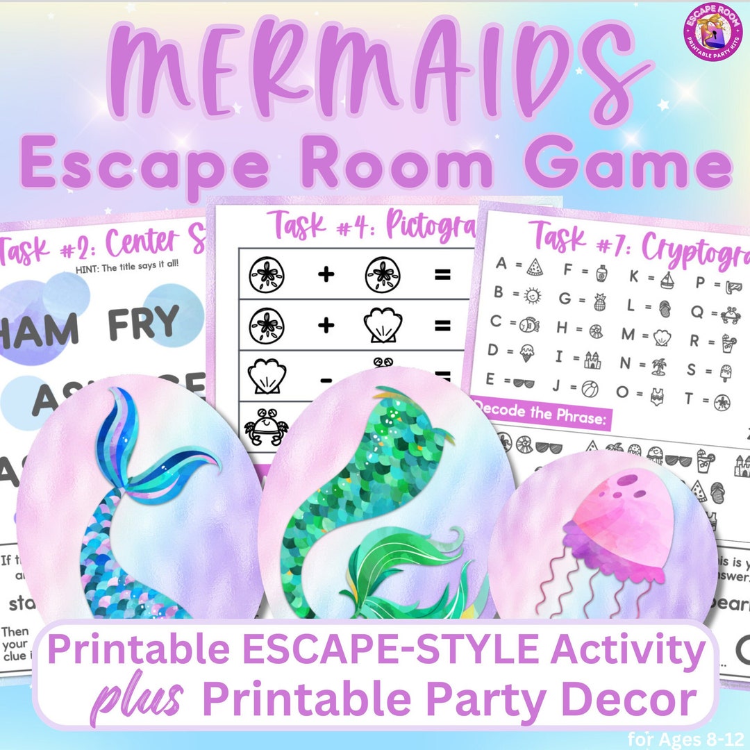 Mermaids Printable Escape Style Activity Game for Ages 8-12 With ...