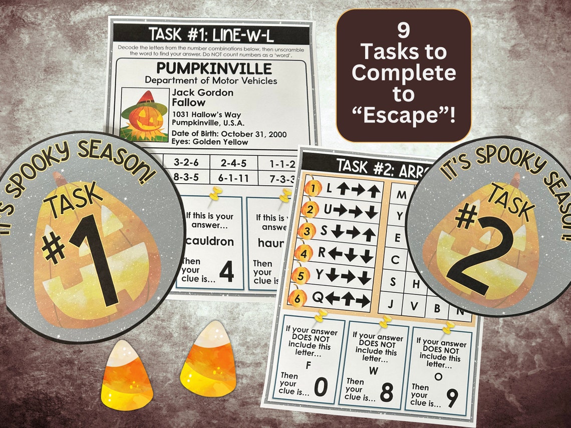 Halloween Escape Room (printable) Kit (includes Party Decorations ...