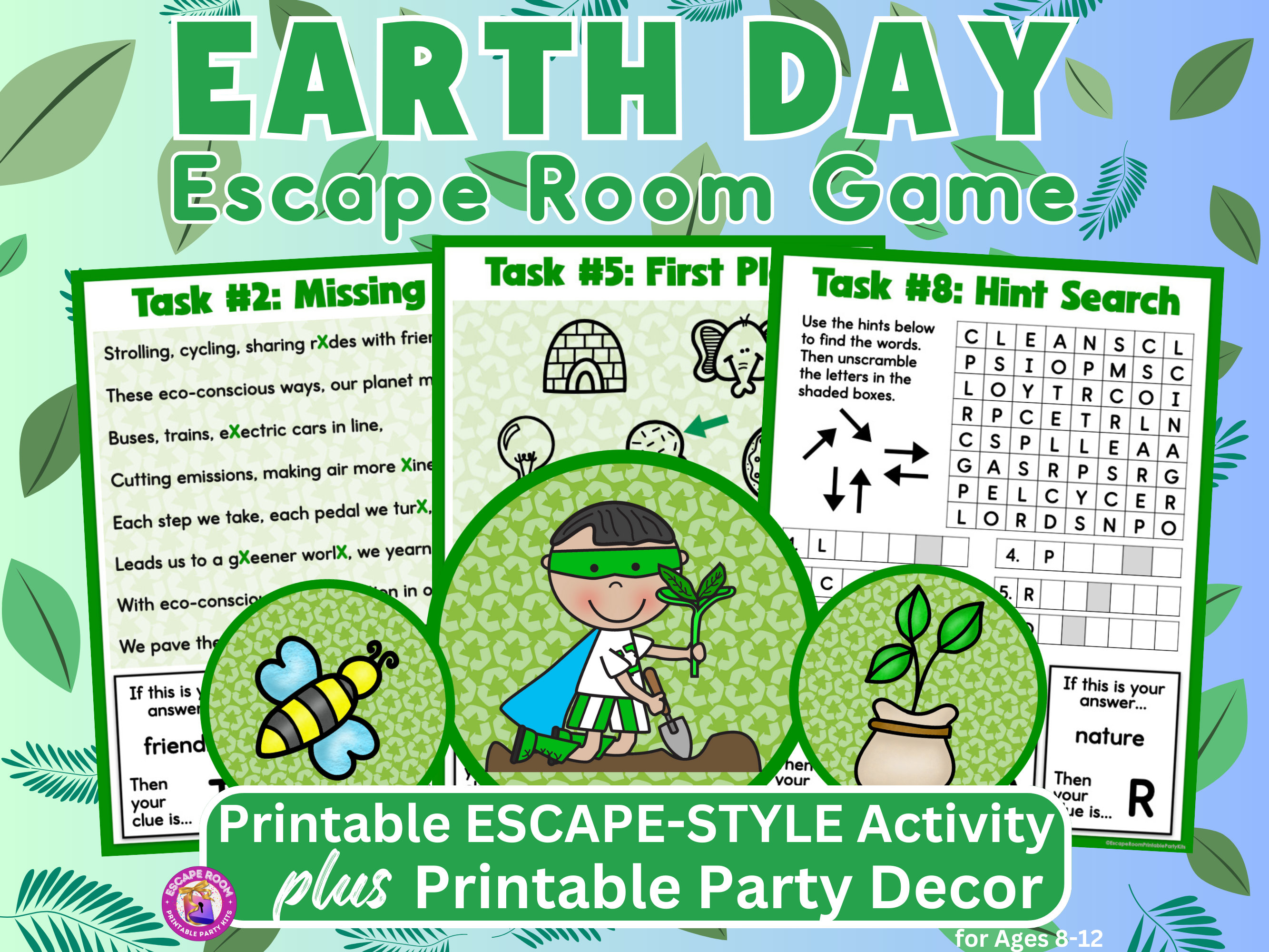 Earth Day Themed Printable Escape Room Style Activity Game for Ages 8 ...