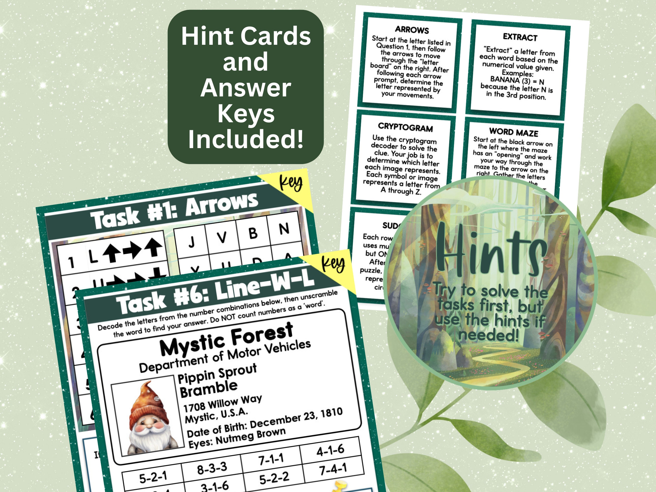 Magical Forest Escape Room Game: Printable Party Decor, 9 Task Puzzles ...