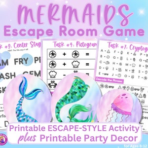 Mermaids Printable Escape Style Activity Game for Ages 8-12 With ...
