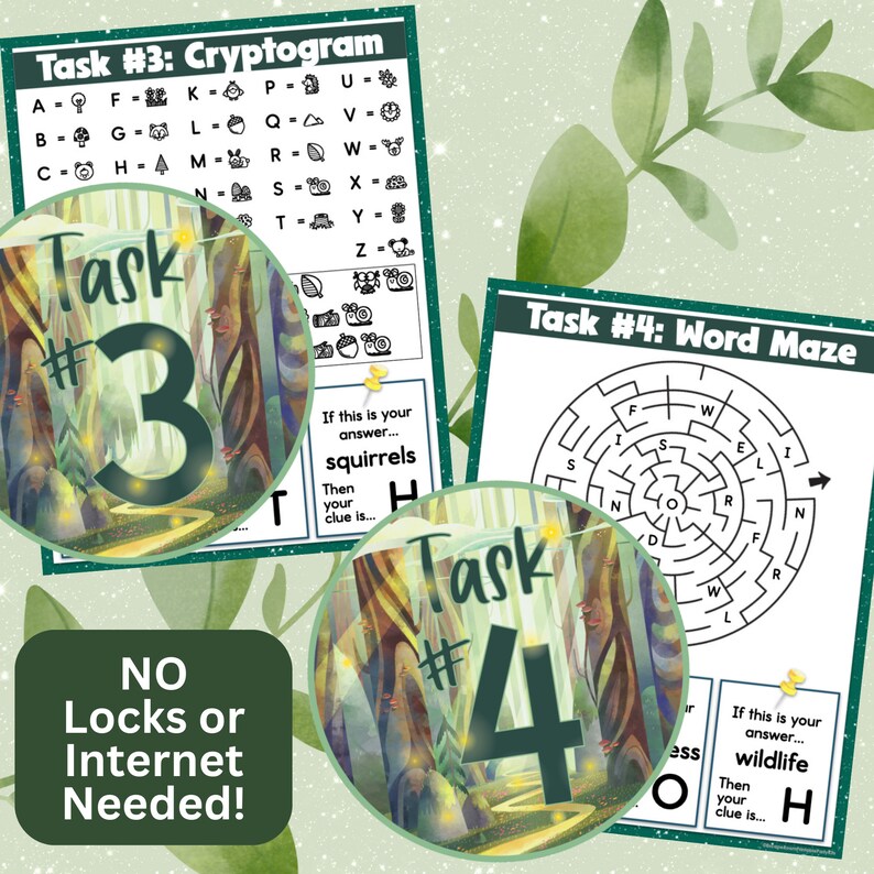 Magical Forest Printable Escape Style Activity Game for Ages 8-12 With Coordinating Printable ...