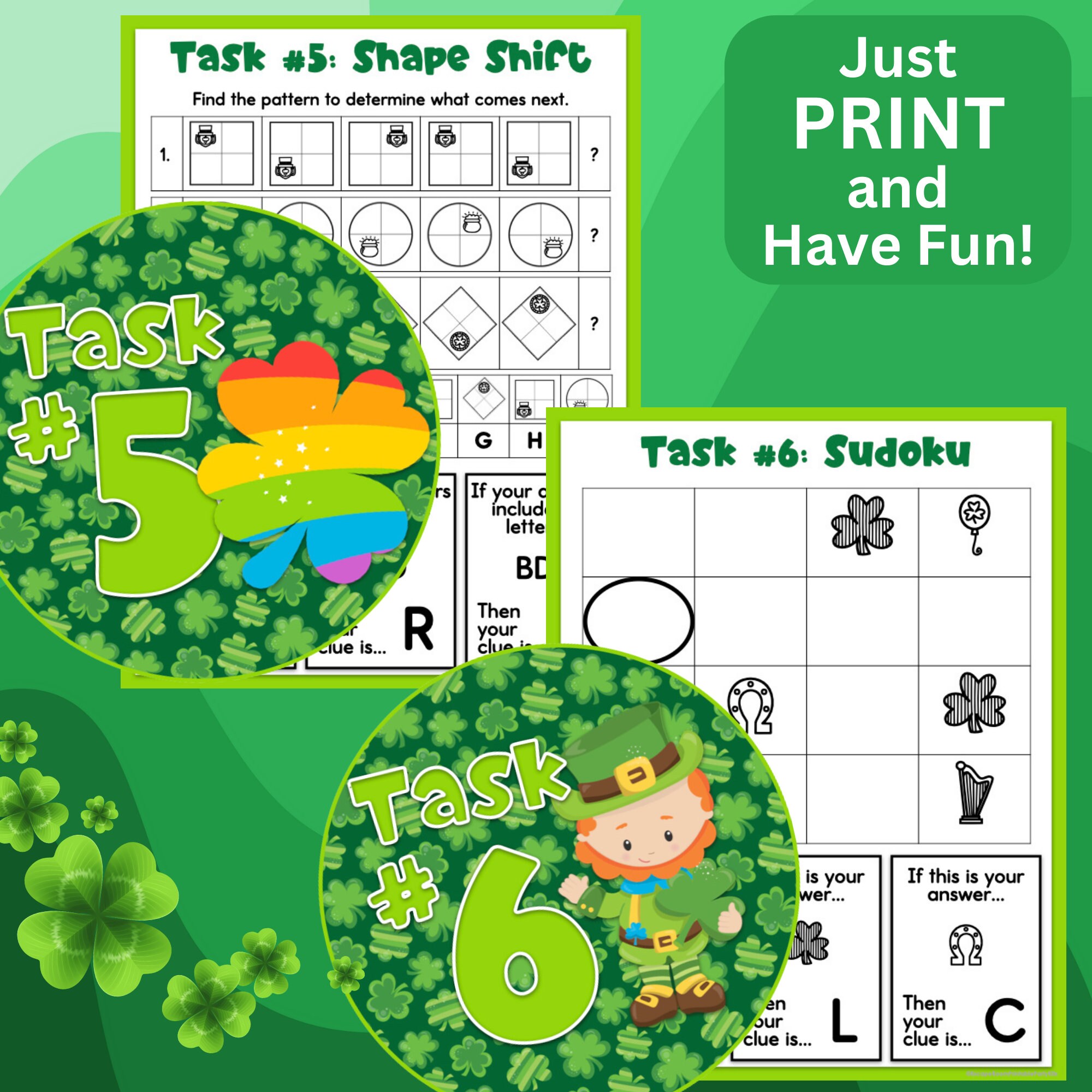 St. Patrick's Day Themed Printable Escape Room Game for Ages 8-12 With ...
