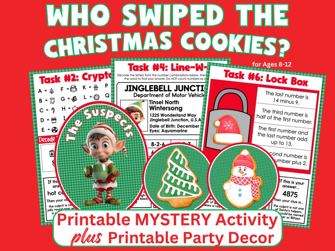 Who Swiped the Christmas Cookies Holiday-themed Kids Mystery Printable ...